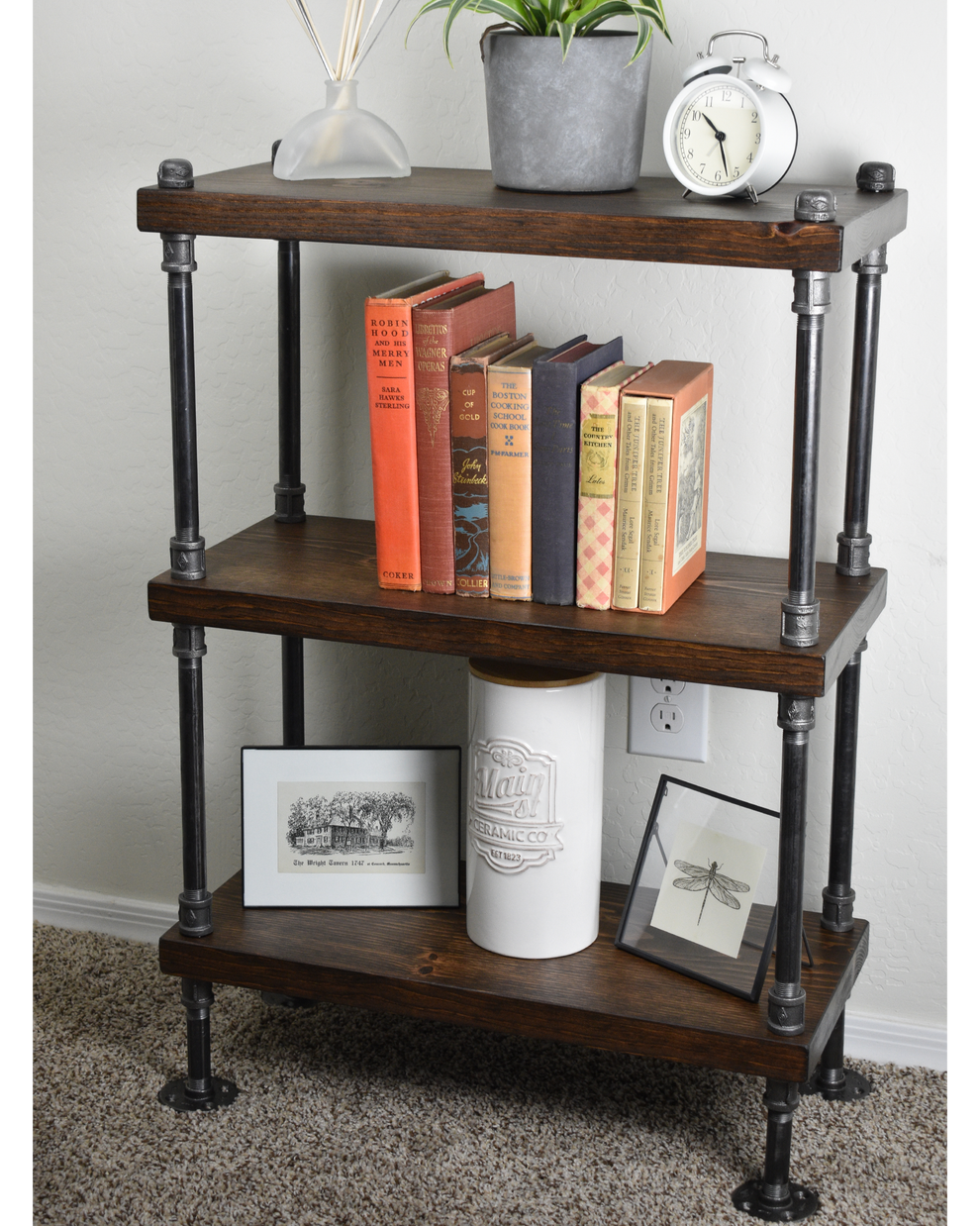 Industrial Style Bookcase - 24" Length – JT Industrial Designs