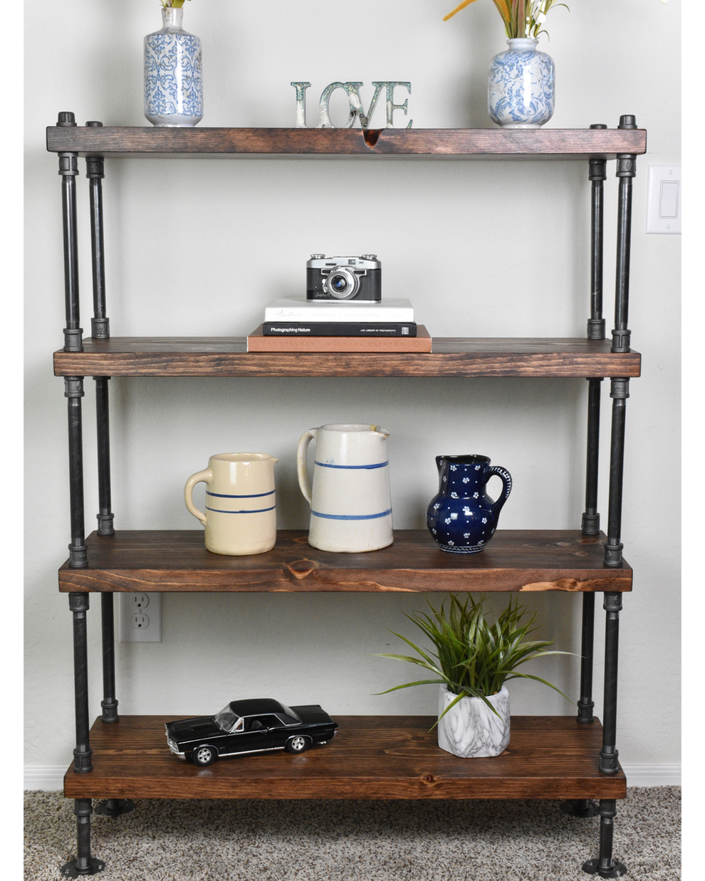 Industrial Style Bookcase - 36" Length – JT Industrial Designs