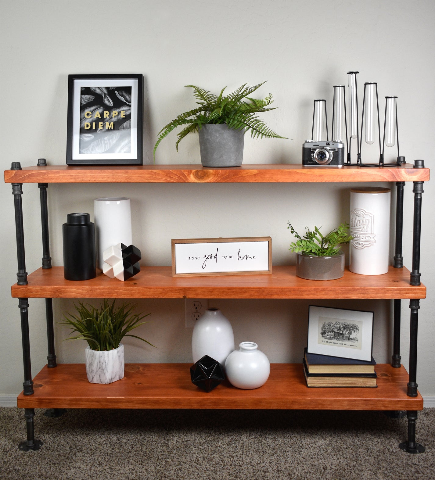 Industrial Farmhouse Style Bookcase - 48" Length – JT Industrial Designs