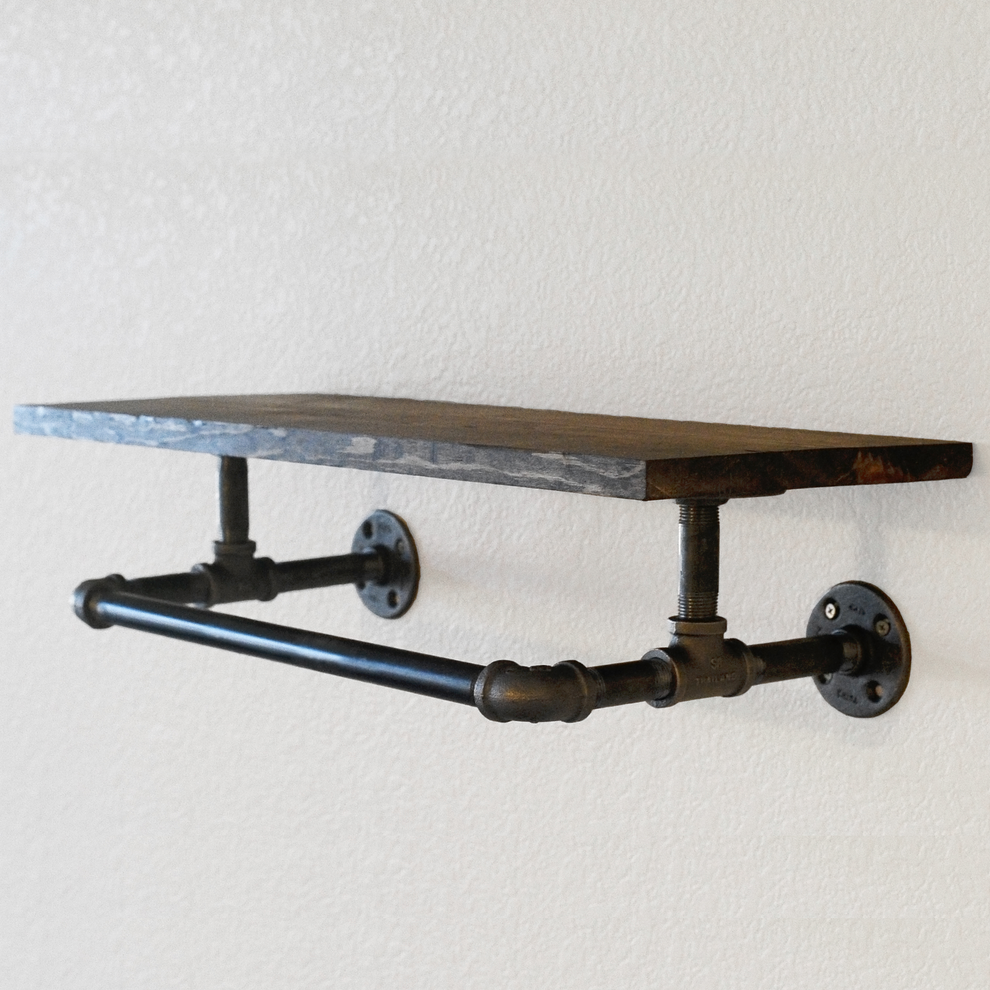 Industrial Farmhouse Shelf with Hanger Rack | JT Industrial Designs